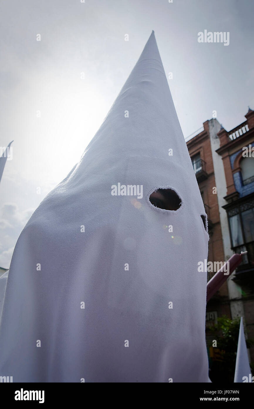 Detail penitent white capirote during Holy Week, Spain Stock Photo - Alamy