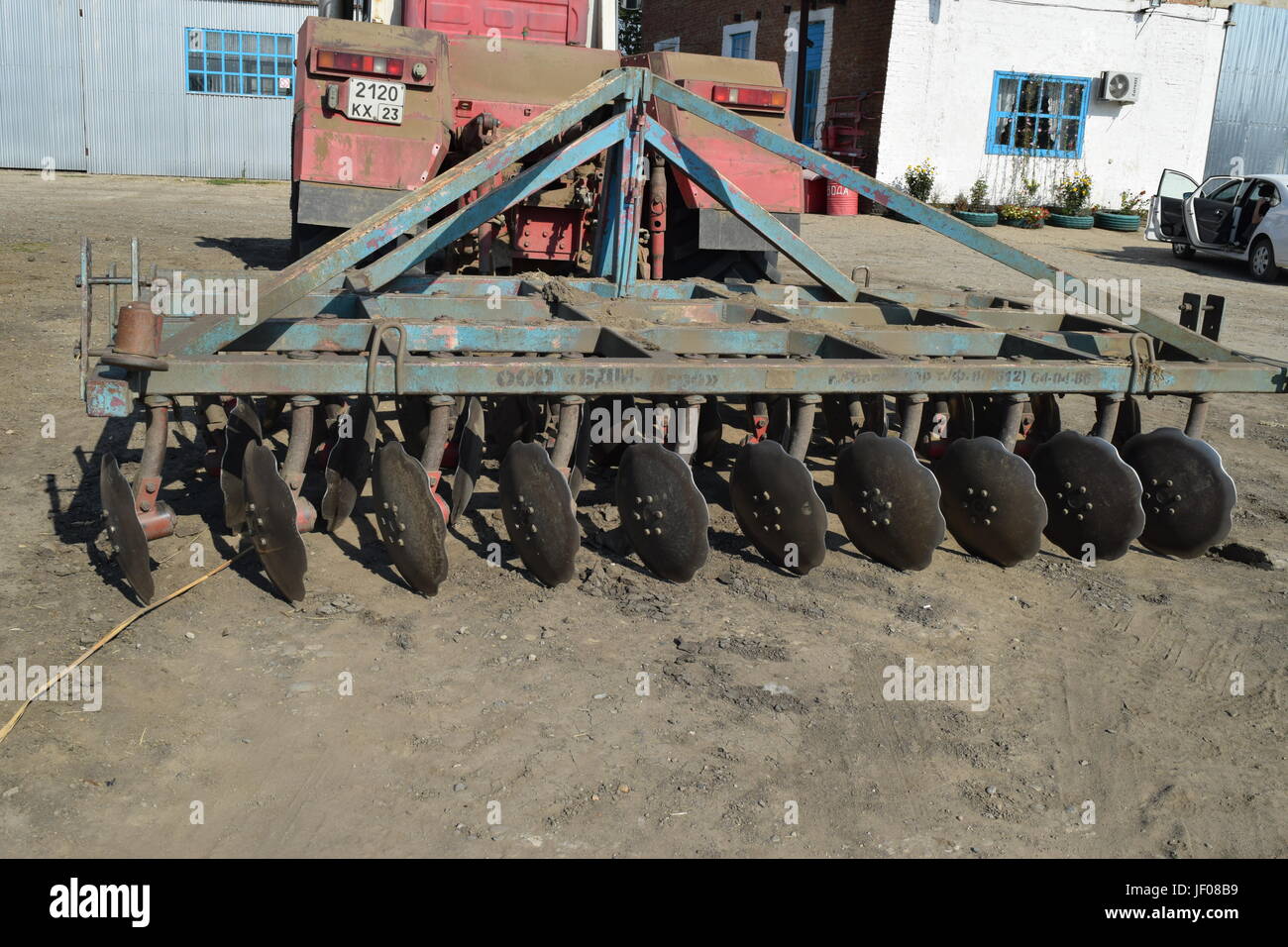 The disk harrow. Agricultural machinery for processing of the soil in ...