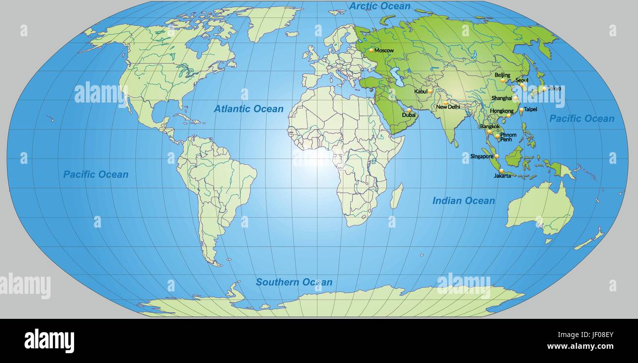 map of asia with capitals in green Stock Vector Image & Art - Alamy