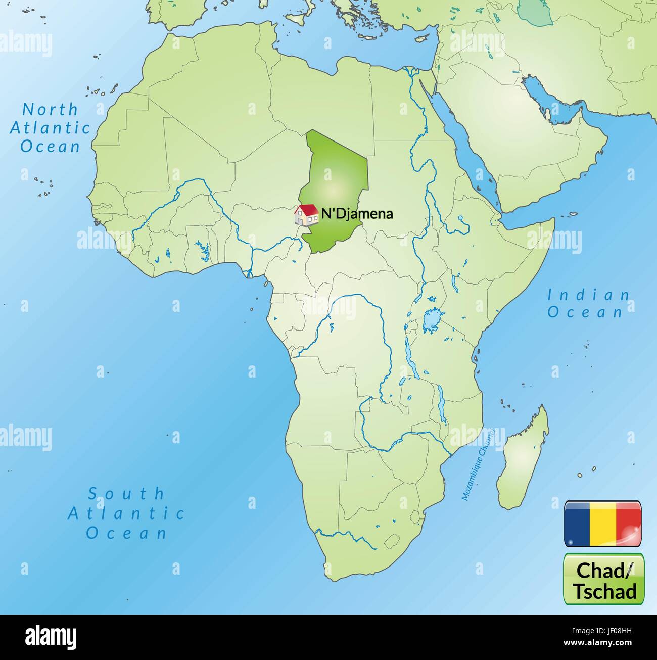 map of chad with capitals in green internet Stock Vector Image & Art ...