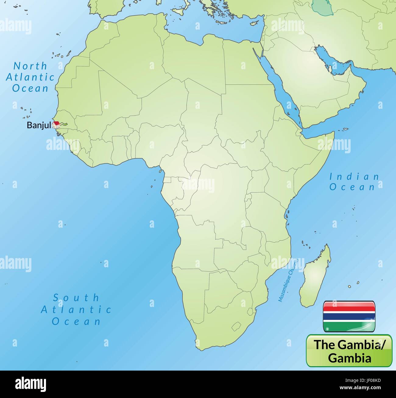 map of gambia with capitals in green internet Stock Vector Image & Art ...