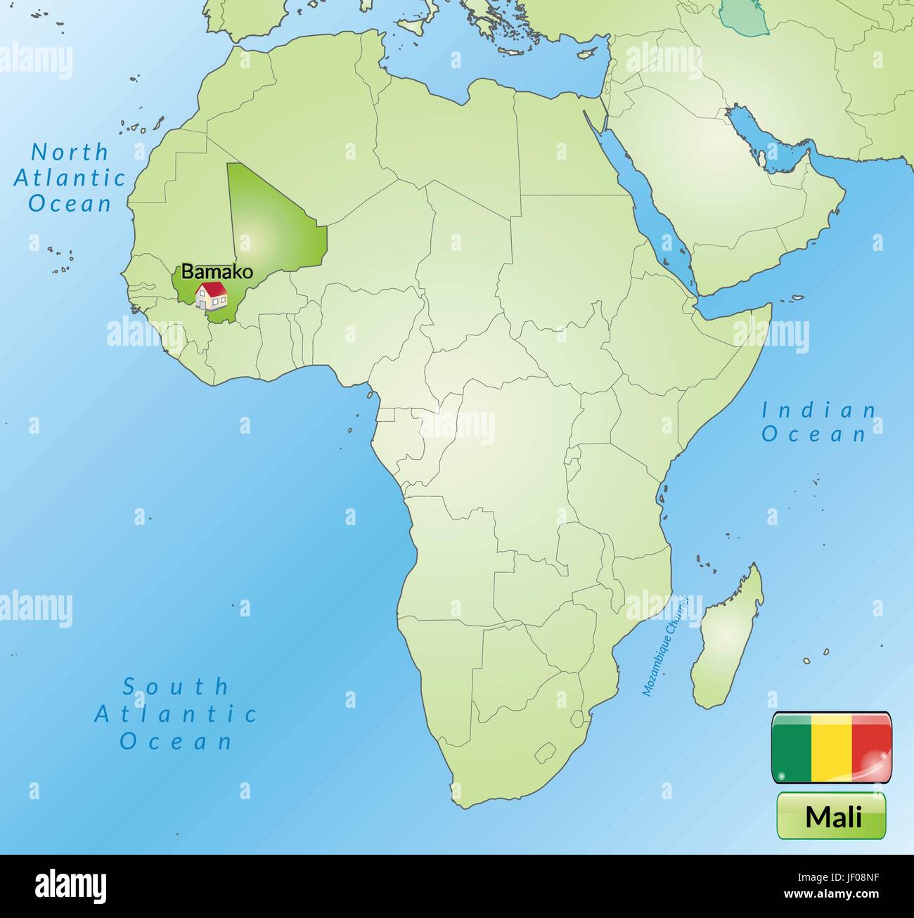 map of mali with capitals in green internet Stock Vector Image & Art ...