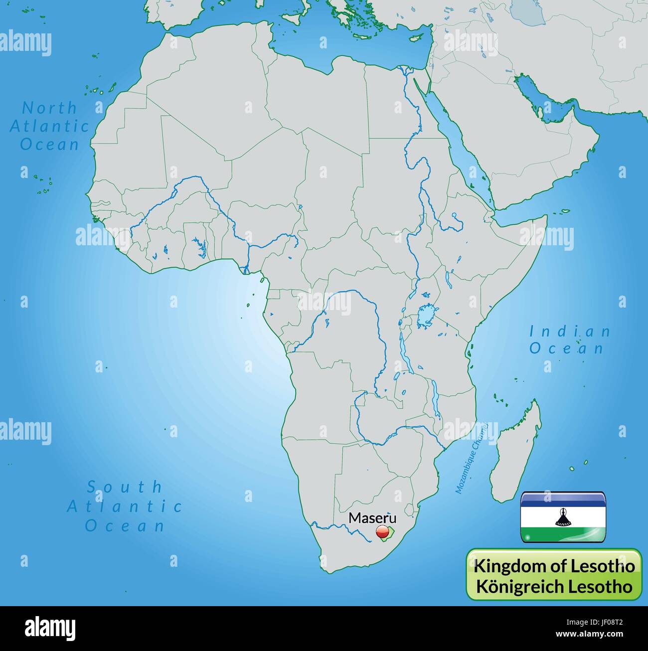 map of lesotho with capitals in pastel green Stock Vector Image & Art ...