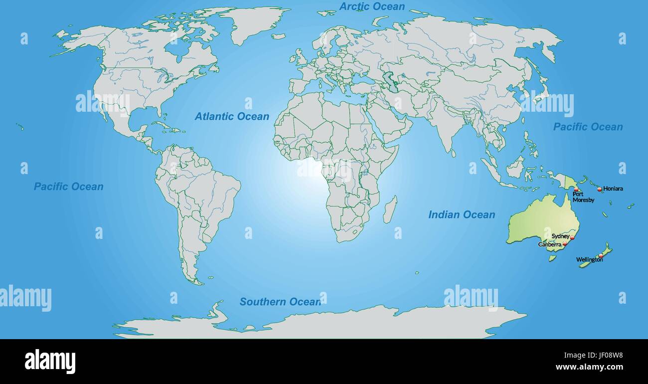 map of australia with main cities in pastel green Stock Vector Image ...