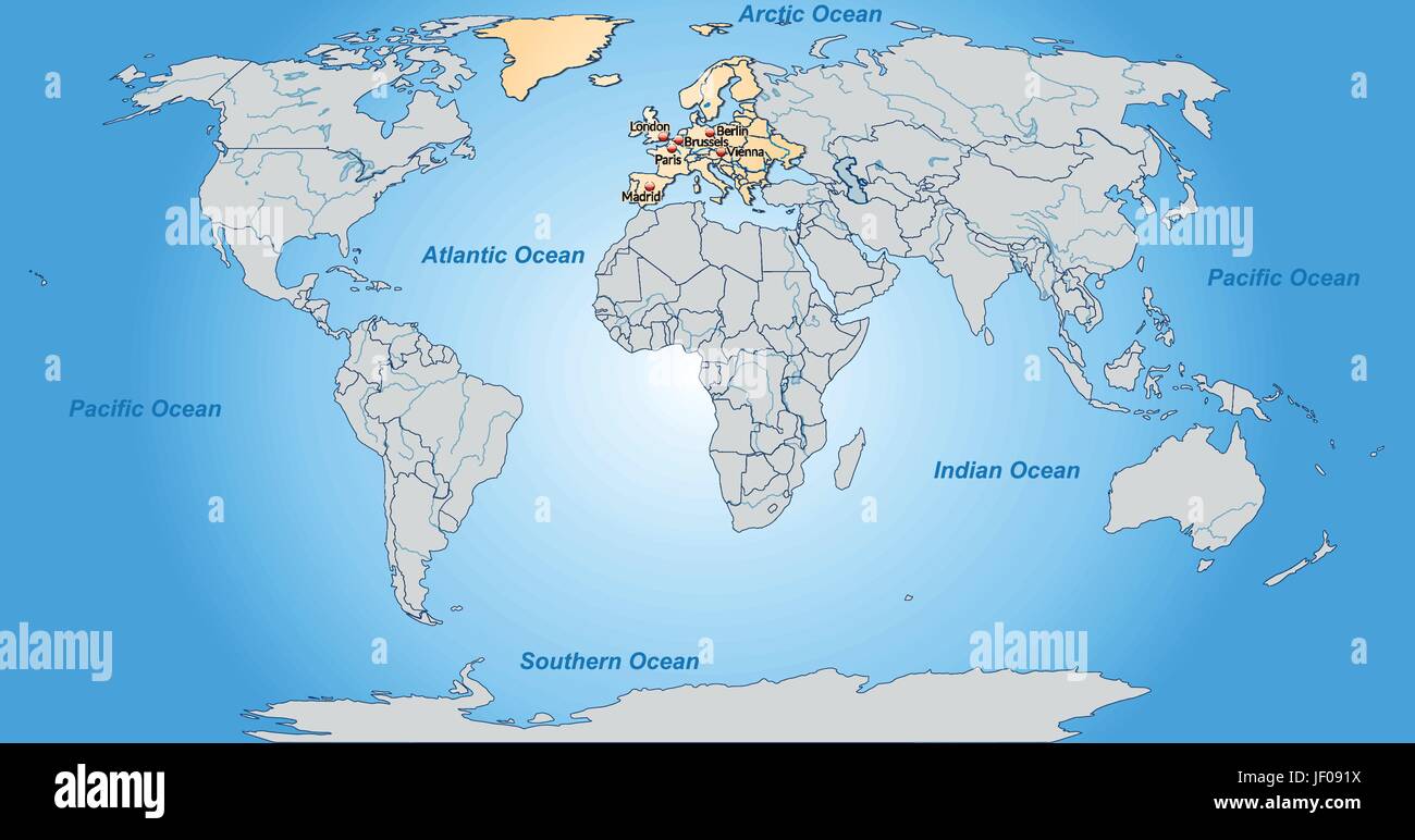 map of europe with capitals in pastel orange Stock Vector Image & Art ...