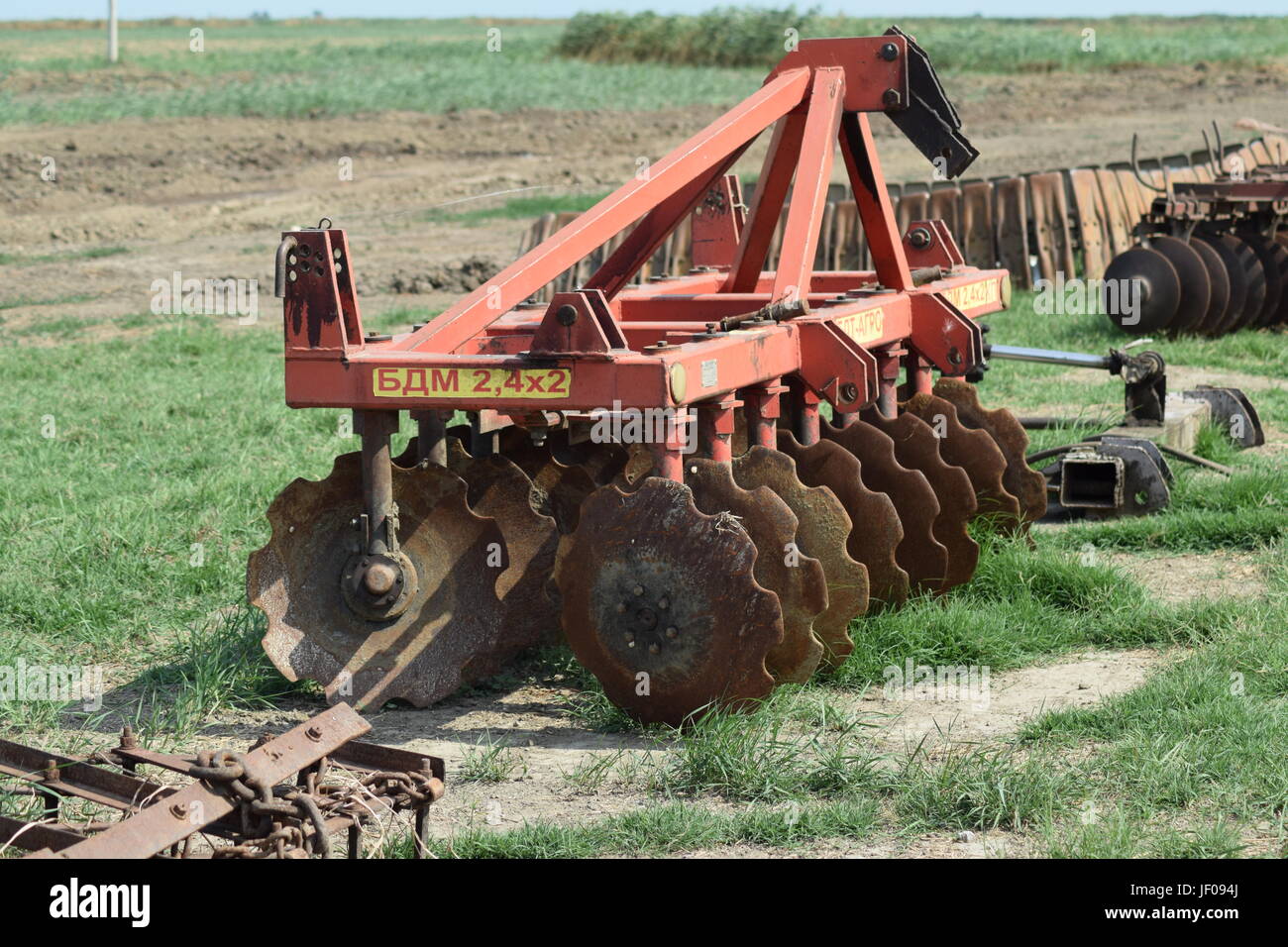 The disk harrow. Agricultural machinery for processing of the soil in ...