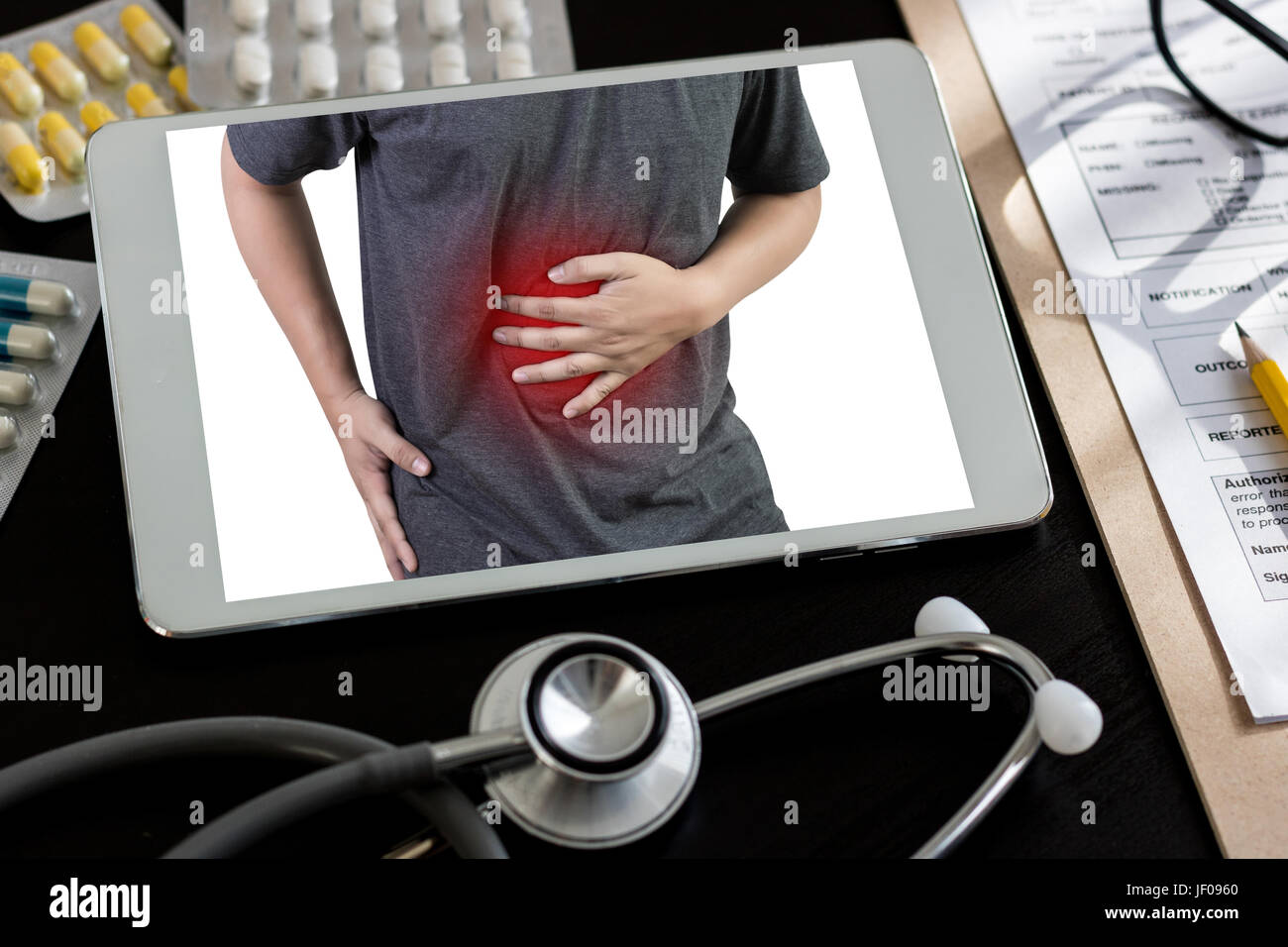 Ache man suffering with back pain backache Pain relief Stock Photo - Alamy