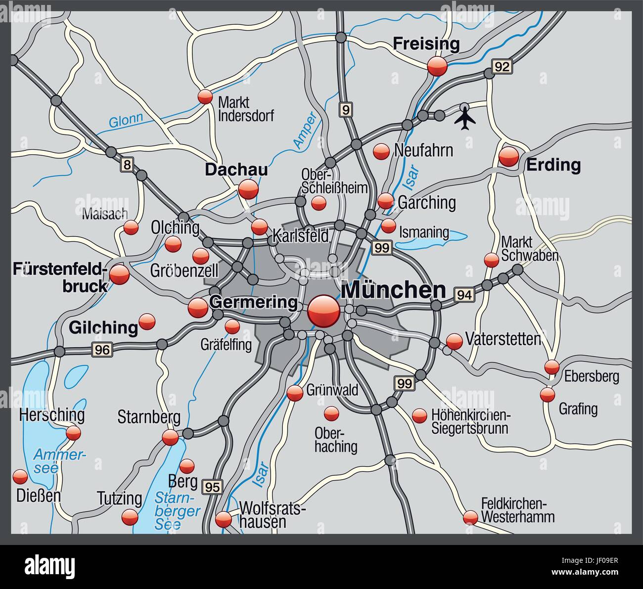 Map of munich Stock Vector Images - Alamy