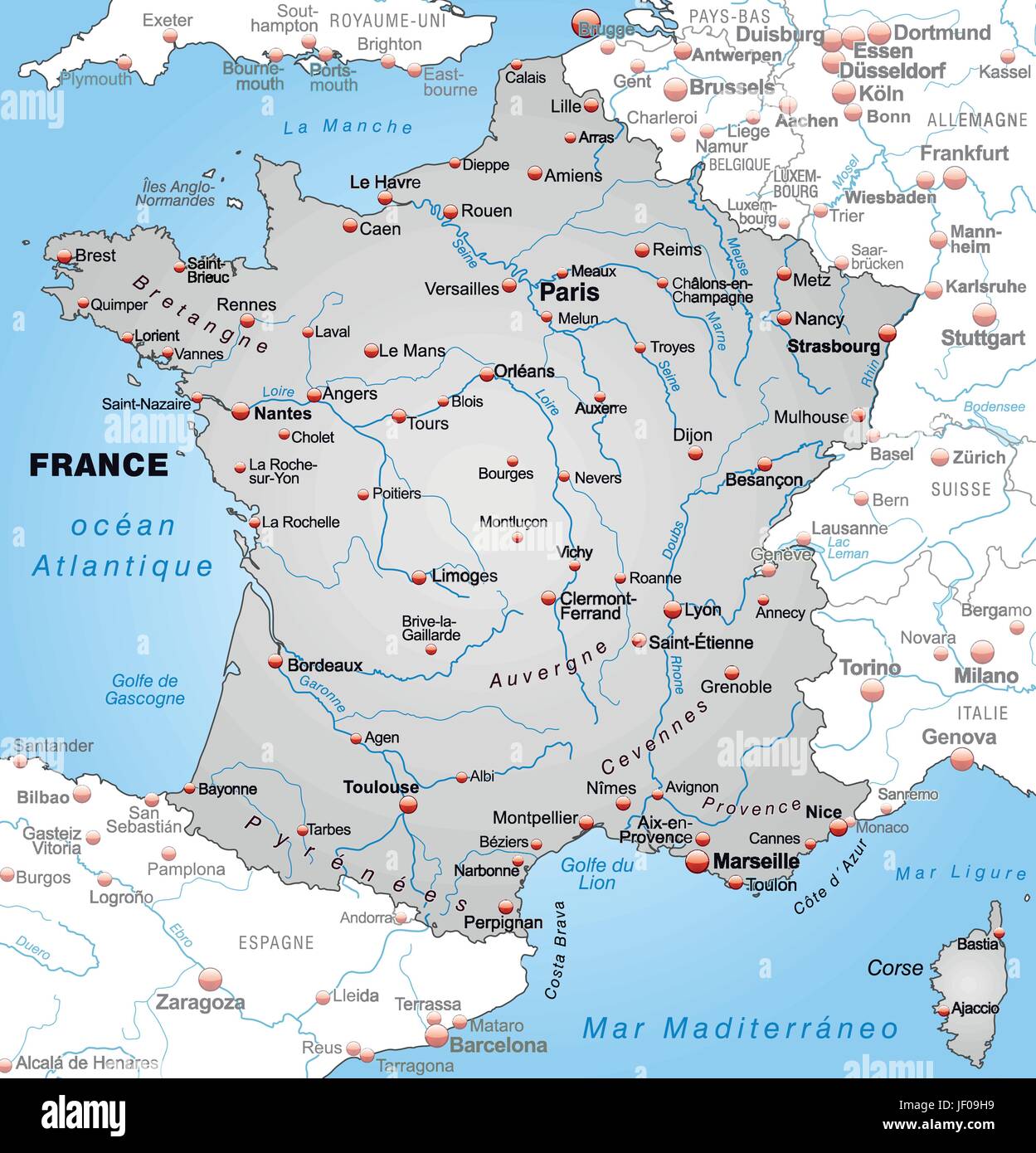 Map of france hi-res stock photography and images - Alamy