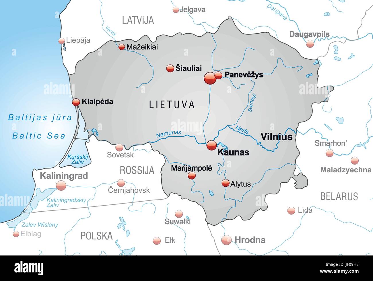 map of lithuania as an overview map in gray Stock Vector Image & Art ...
