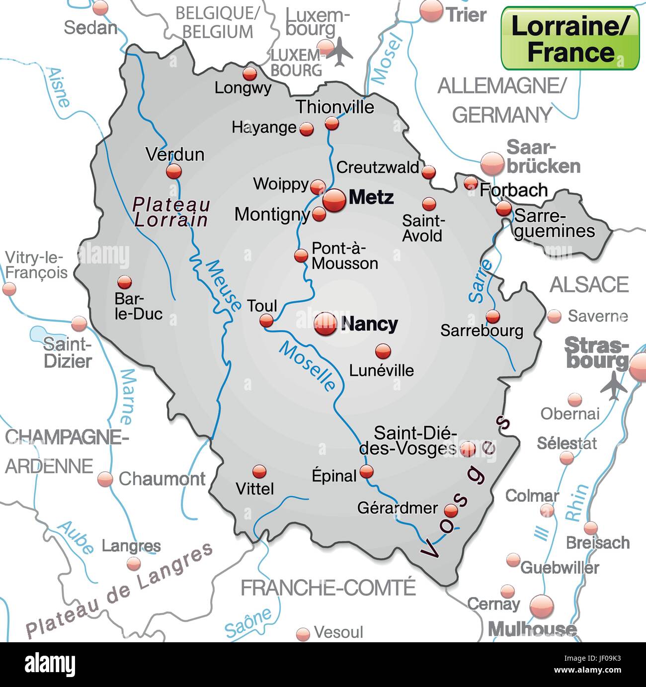 Lorraine map Stock Vector Images - Alamy