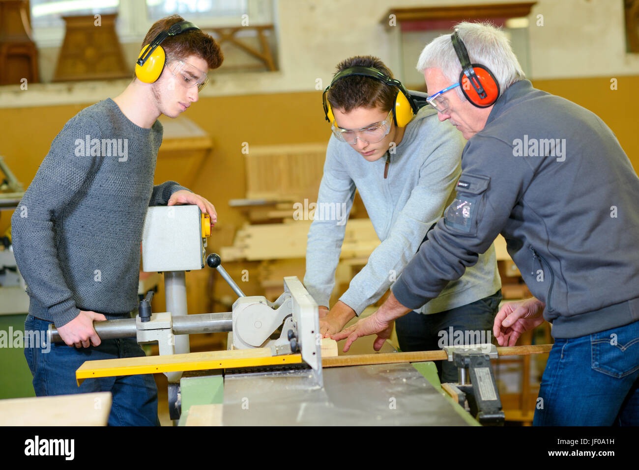 Students in woodwork lesson Stock Photo - Alamy