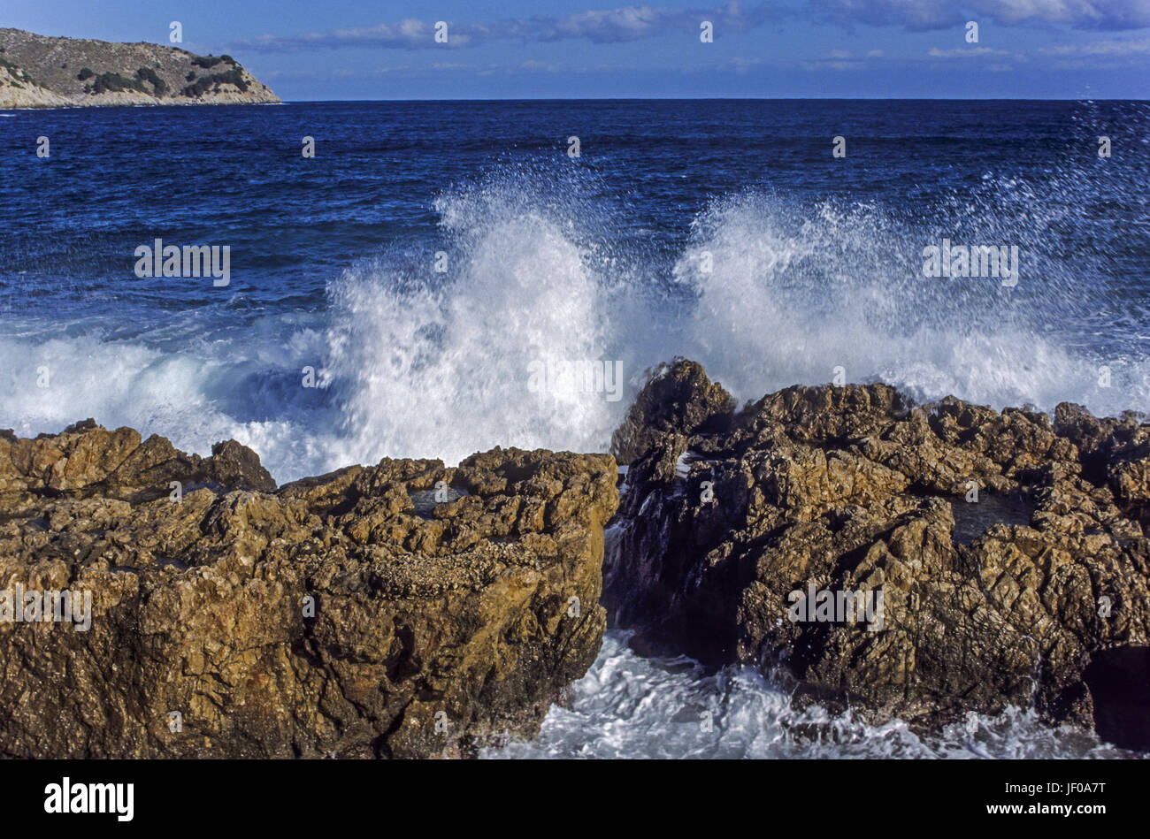 Sea surf at CAP DE FREU - Island Majorca Stock Photo - Alamy