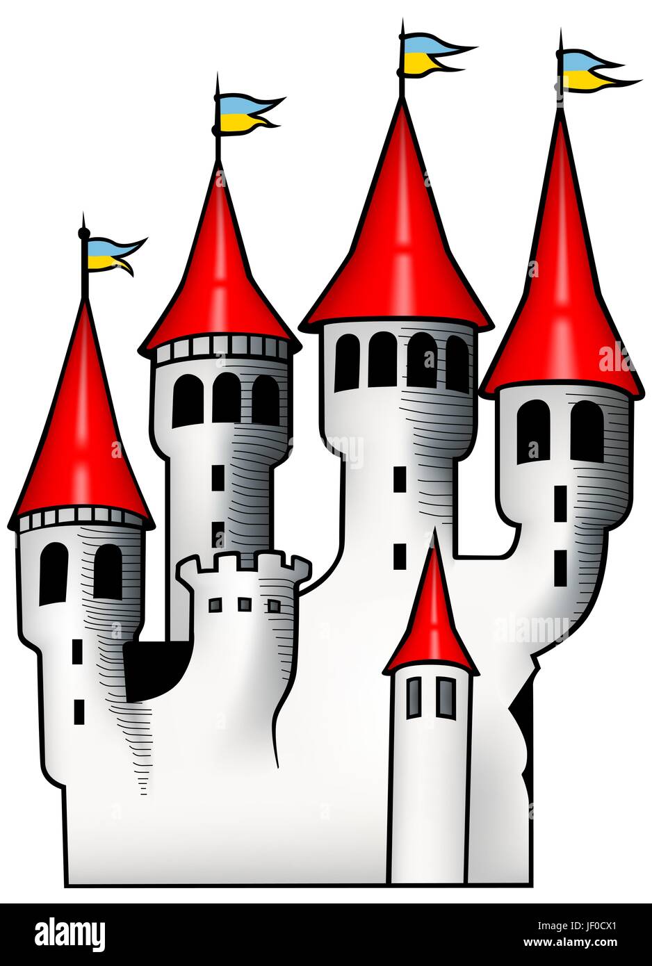 stronghold, illustration, keep, castle, cartoon, vector, kingdom ...