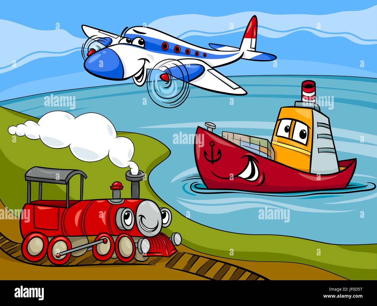 Cartoon illustration funny container ship hi-res stock photography and ...
