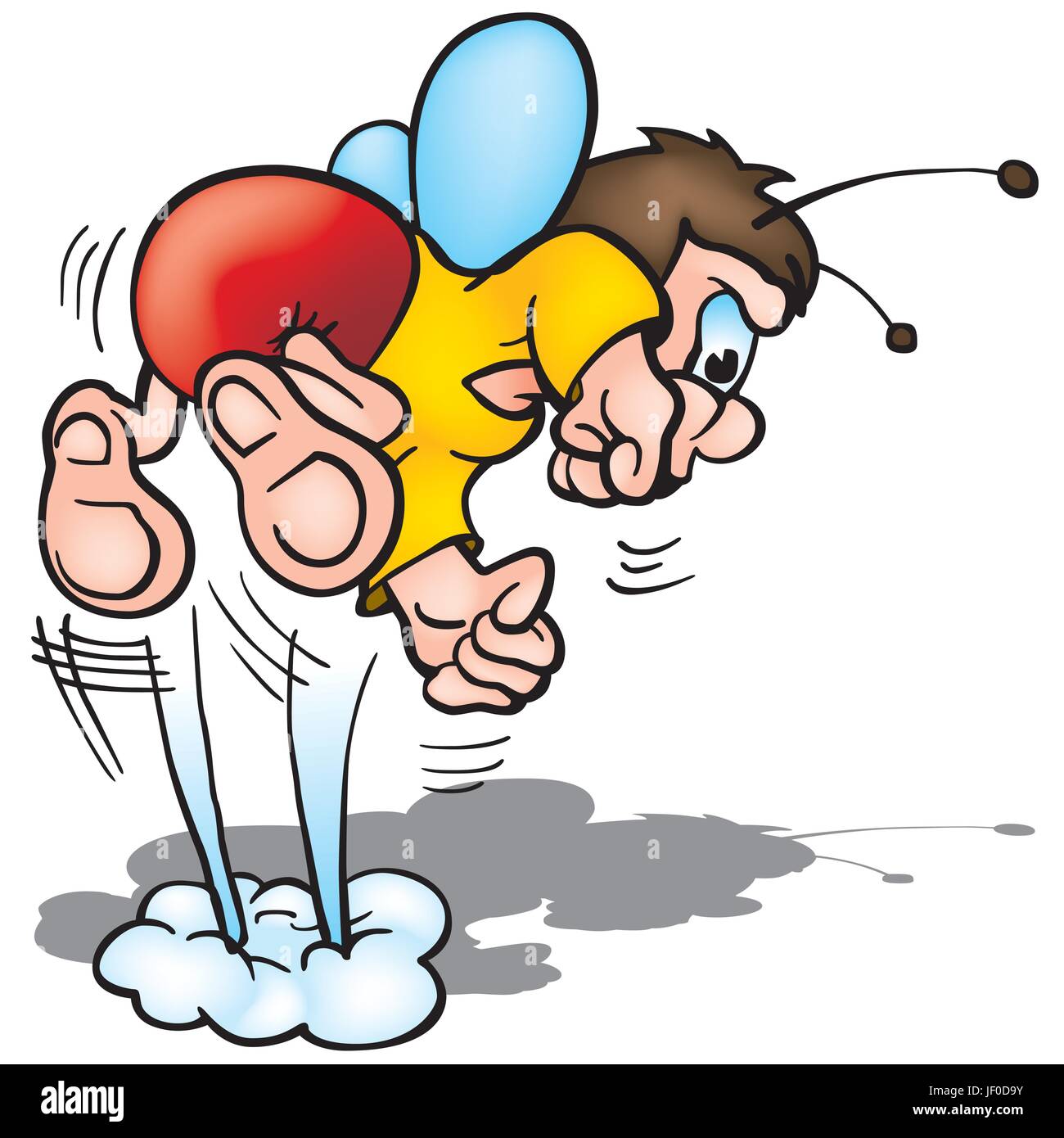 isolated, comic, insect, beetle, spring, bouncing, bounces, hop ...