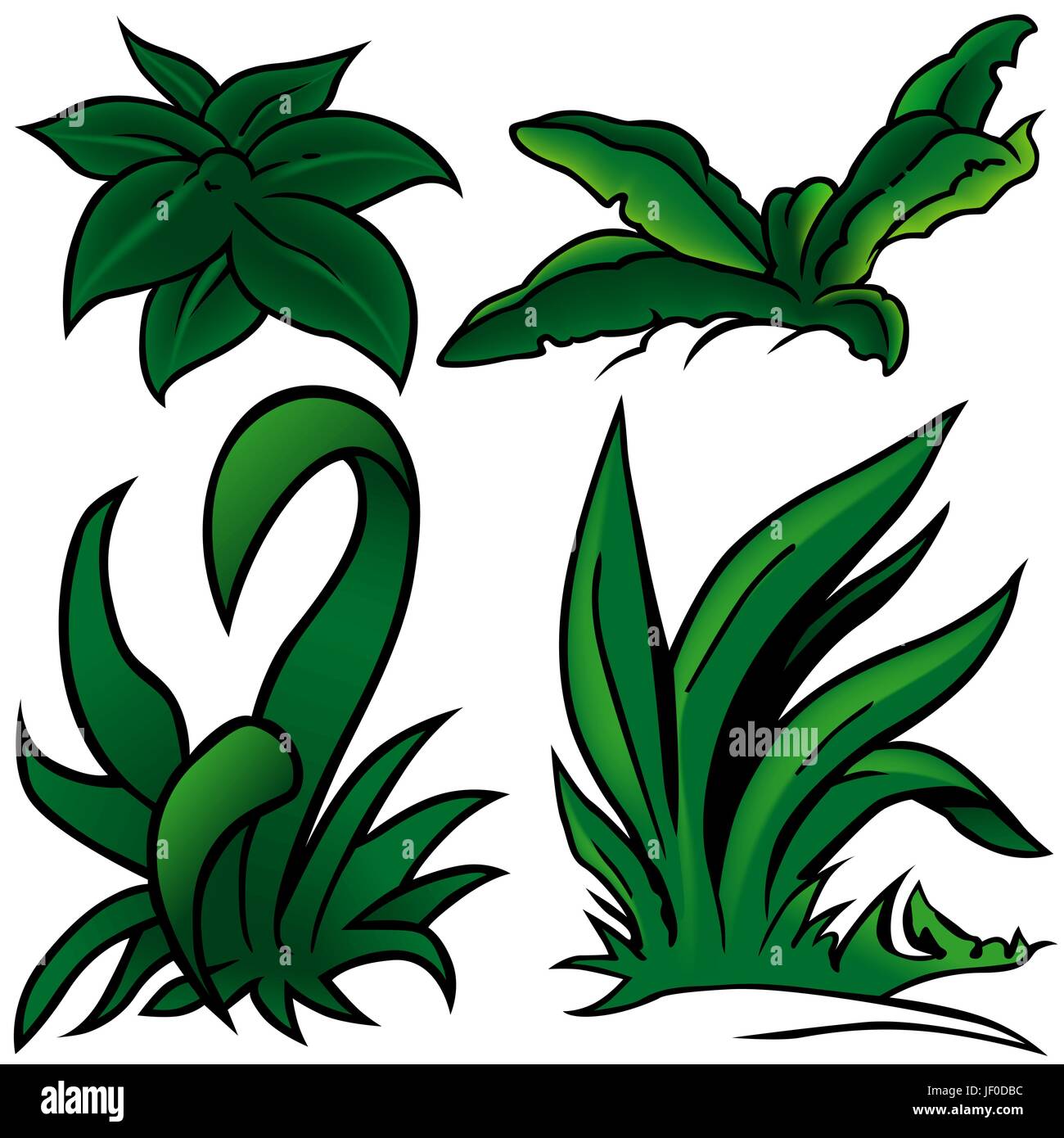 leaf, isolated, comic, flower, plant, illustration, tuft, drawing ...