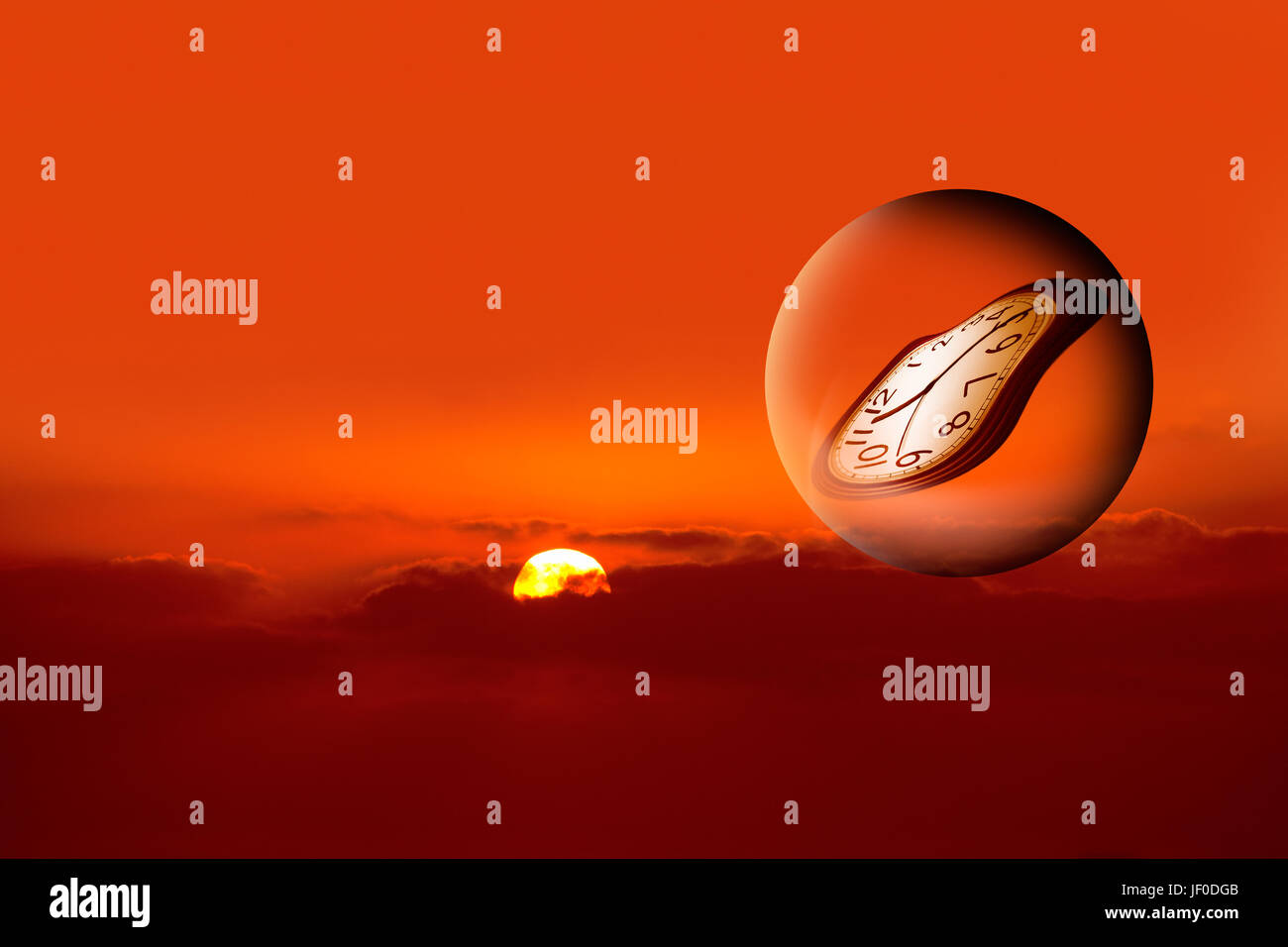 conceptual image of clock in glass ball floating in air Stock Photo - Alamy