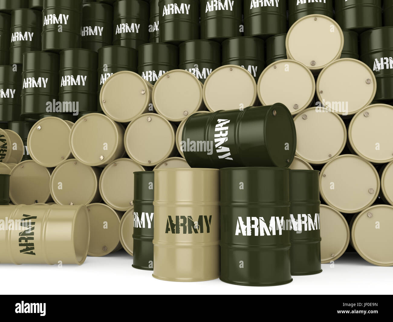 3D rendering army barrels Stock Photo - Alamy