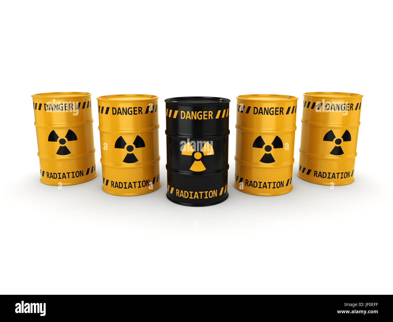 Yellow and black radioactive barrels Stock Photo - Alamy