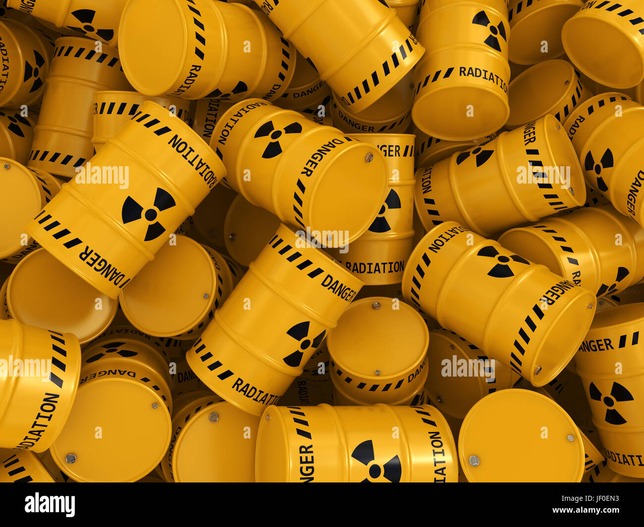 Yellow radioactive barrels Stock Photo - Alamy
