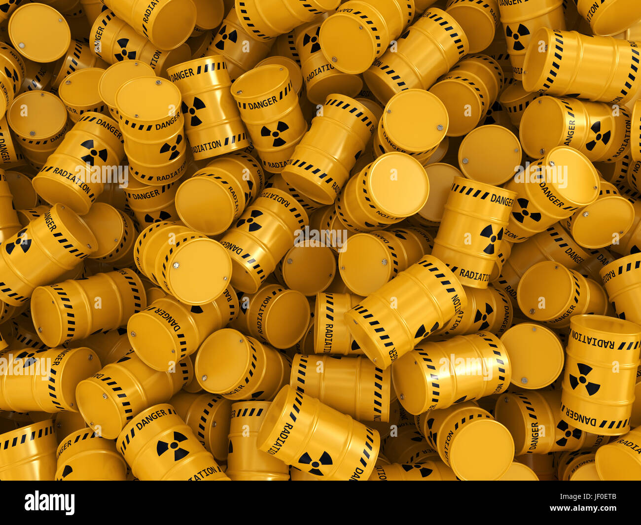 Yellow radioactive barrels Stock Photo - Alamy