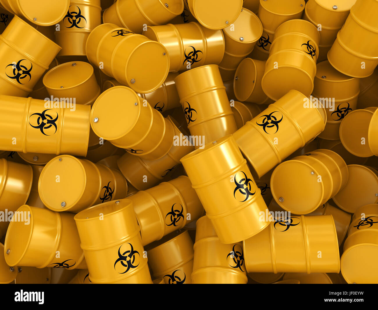 3D rendering biohazard barrels Stock Photo - Alamy