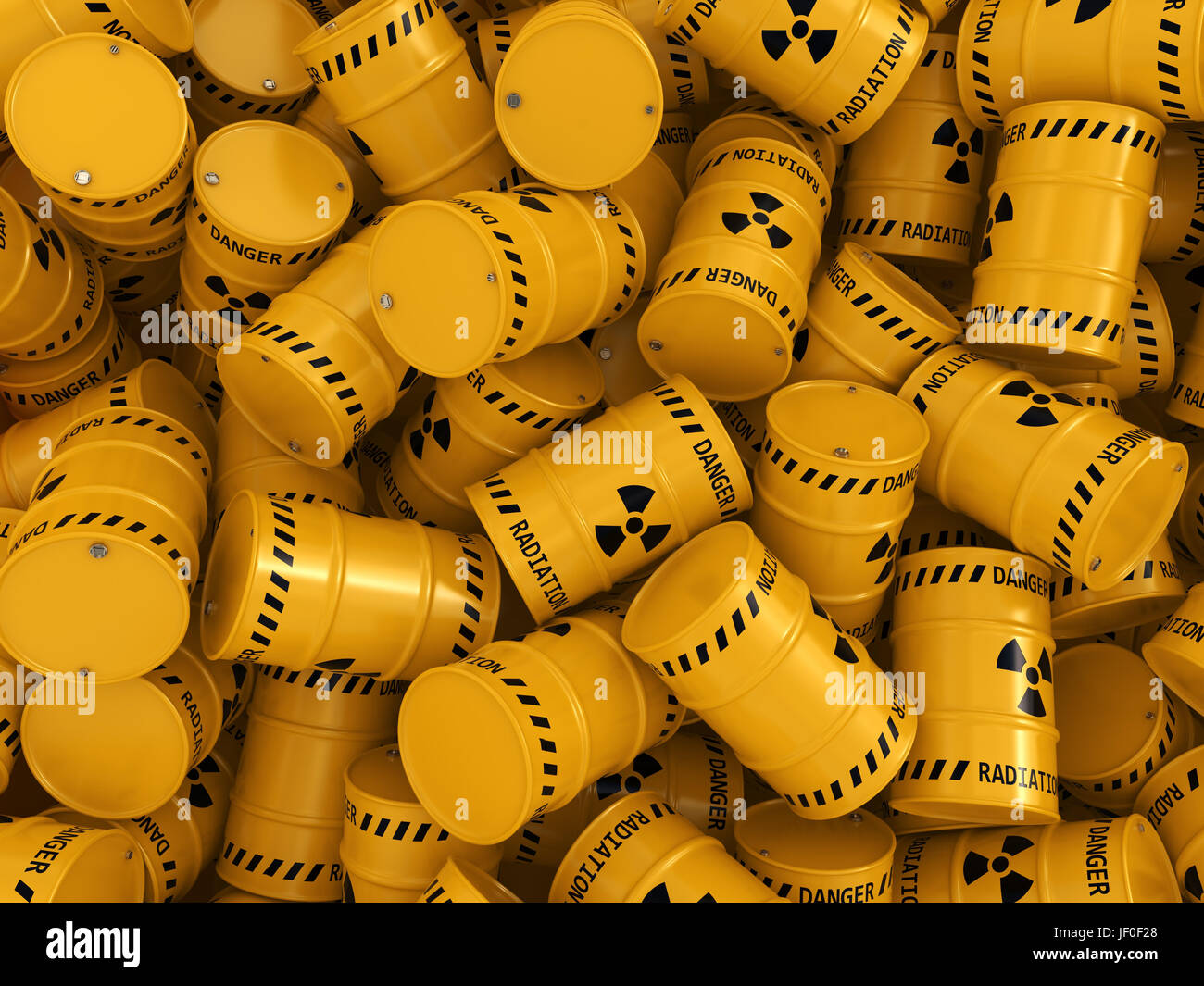 Yellow radioactive barrels Stock Photo - Alamy