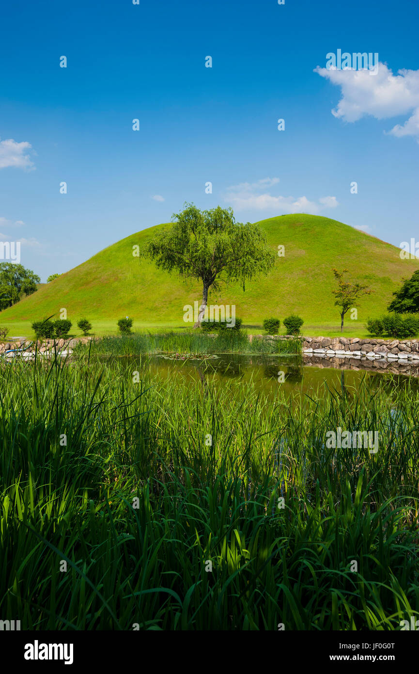 Tumuli park with its tombs from the Shilla monarchs in the Unesco world ...