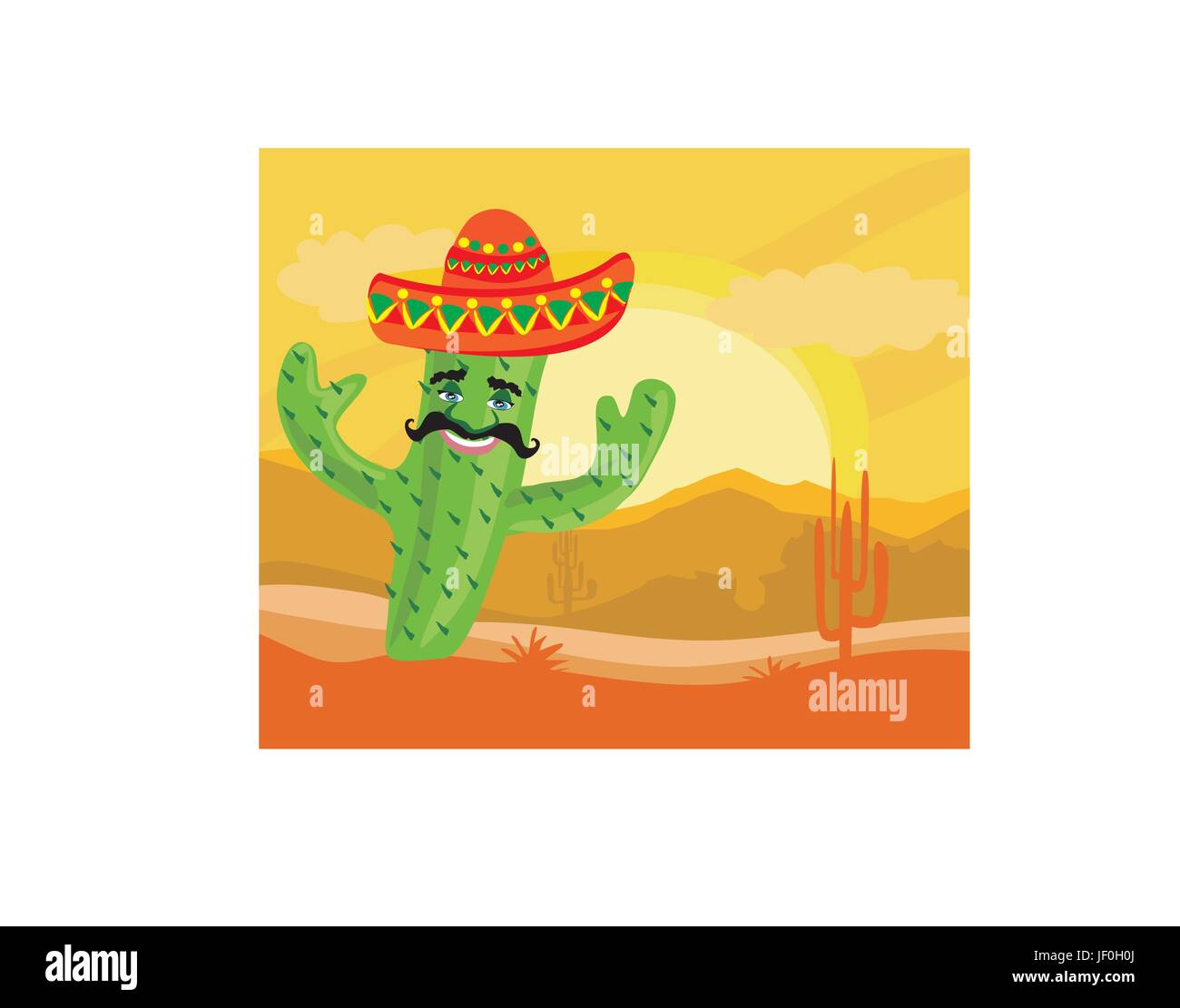 Cacti in desert sunrise Stock Vector Images - Alamy