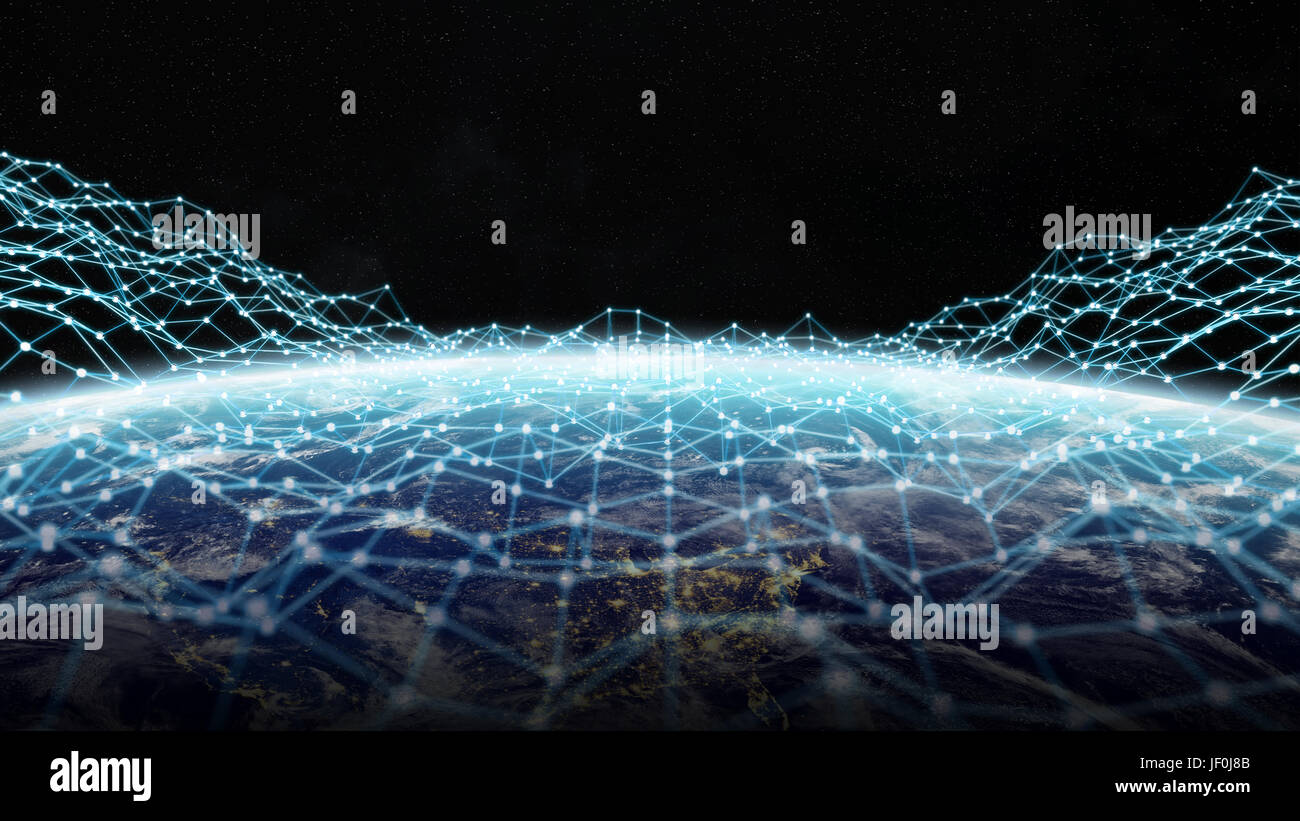 Data exchange and global network over the world 3D rendering elements ...