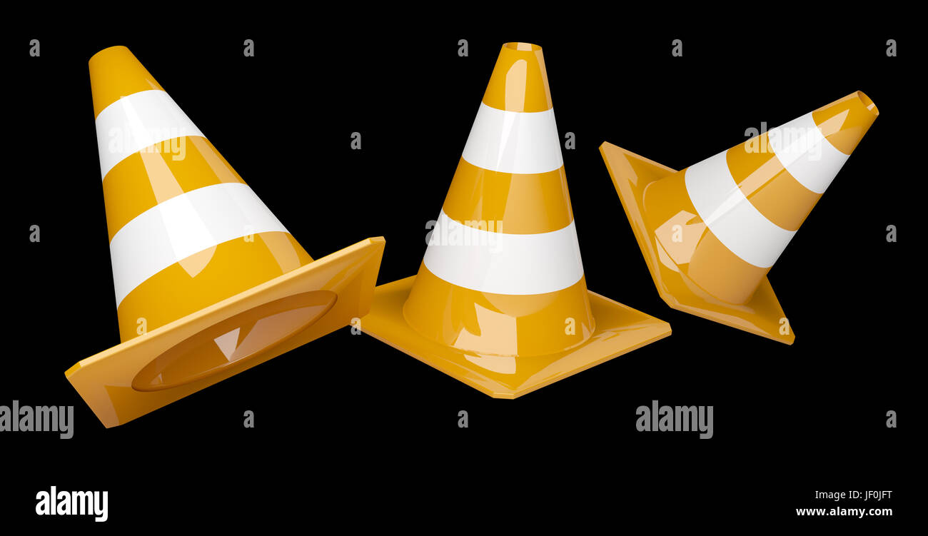 Digital 3D rendering under construction signs on black background Stock ...