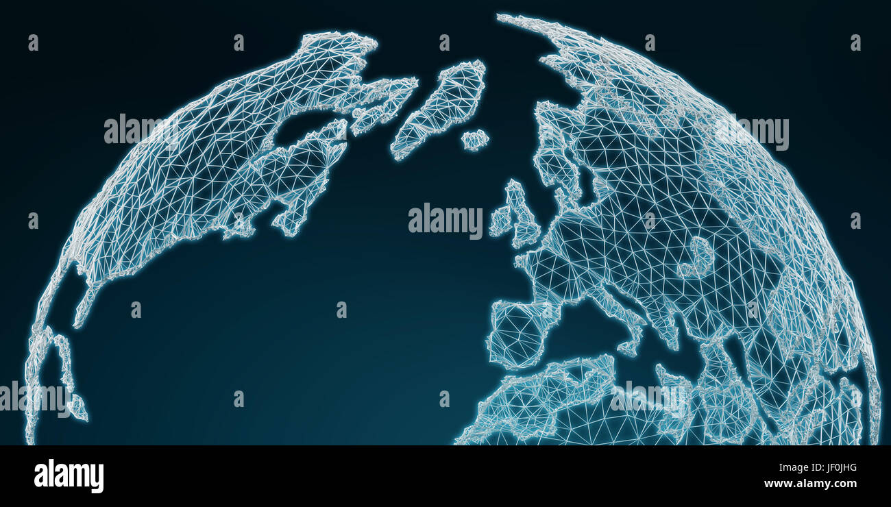 Earth network interface 3D rendering on blue background Stock Photo - Alamy