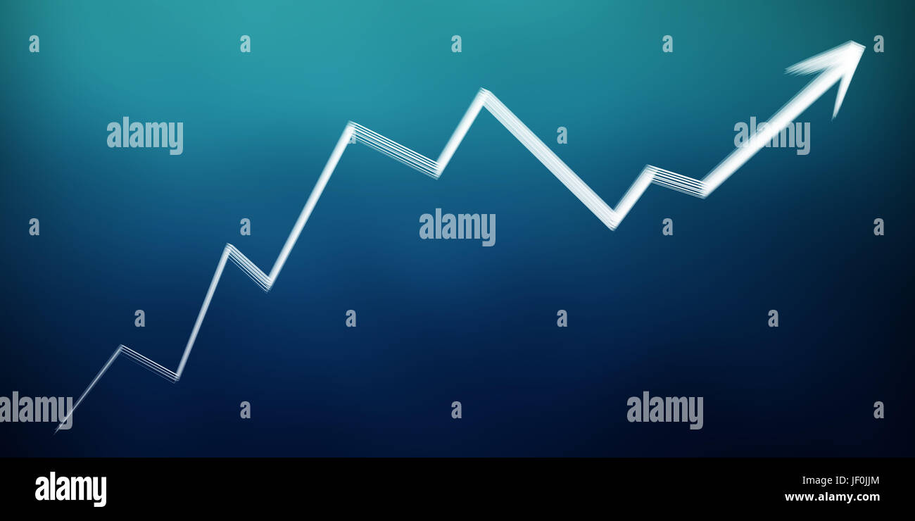 Hand-drawn arrow going up on blue background Stock Photo - Alamy