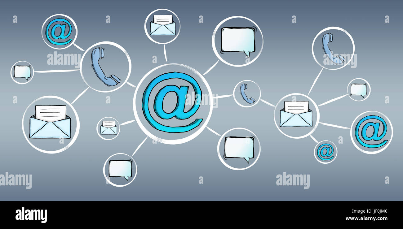 Hand-drawn contacts and emails sketch on grey background Stock Photo ...