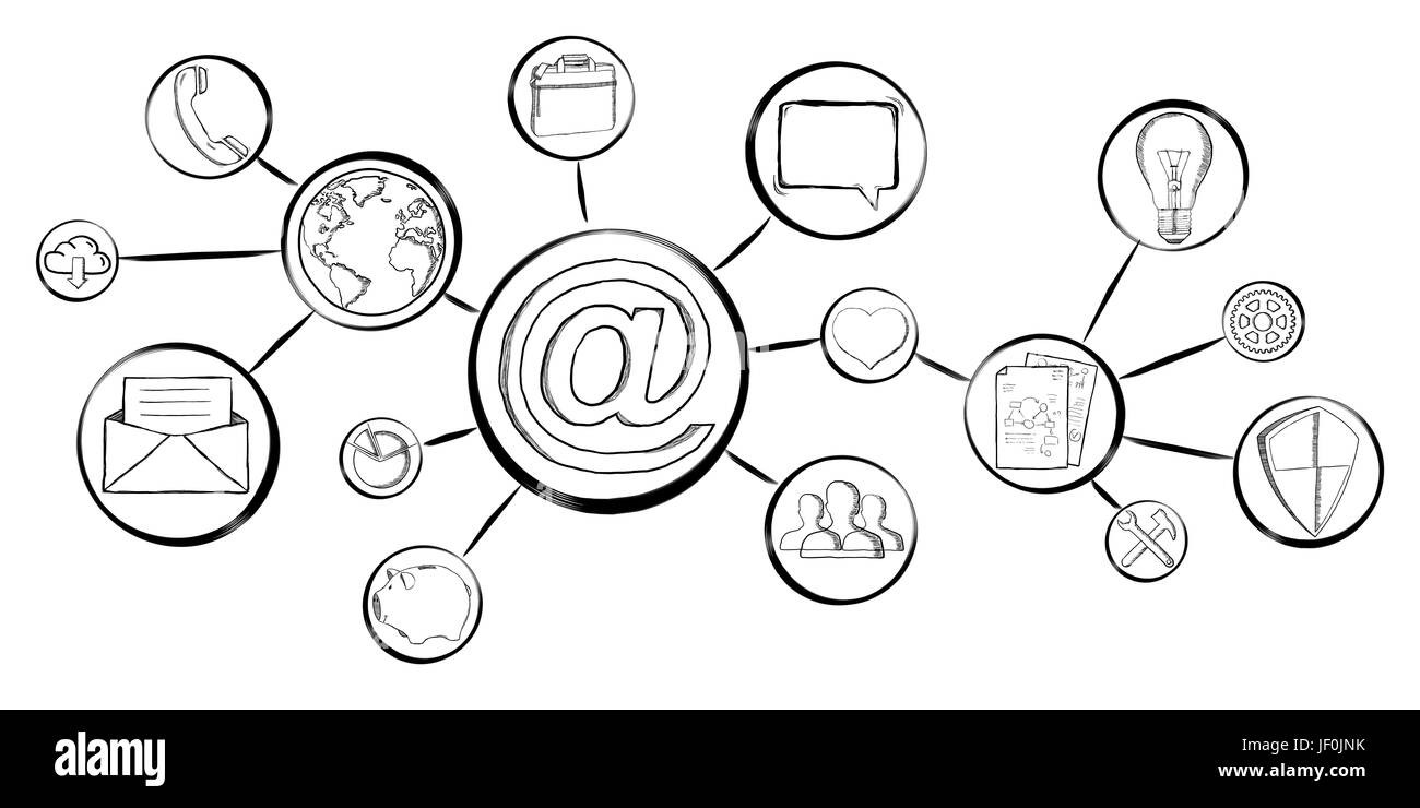 Hand-drawn multimedia sketch interface on white background Stock Photo ...