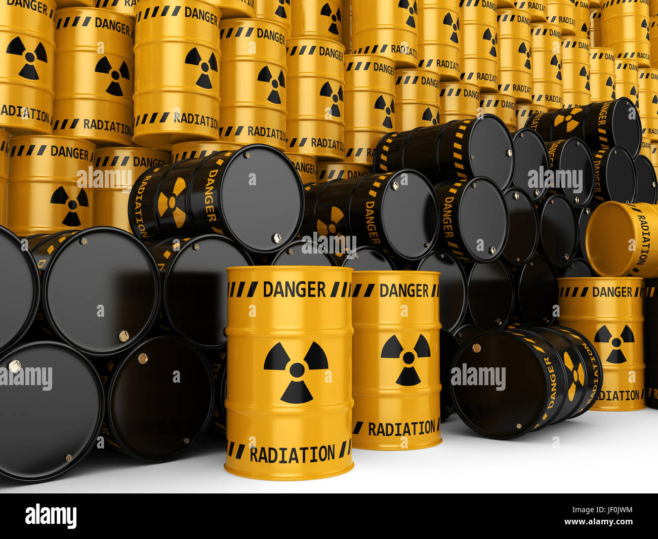 Yellow and black radioactive barrels Stock Photo - Alamy