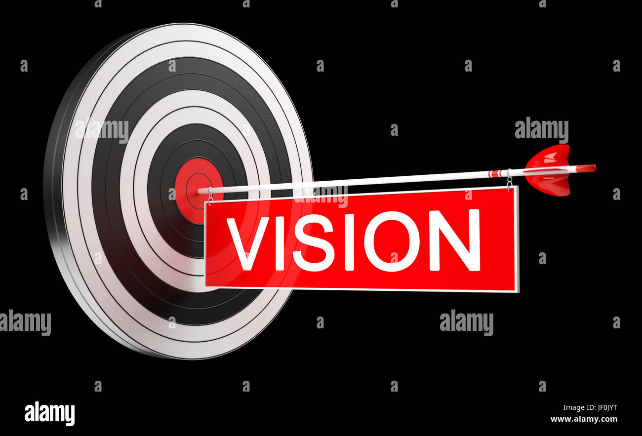 3D rendering target black white and red target with arrows on black ...