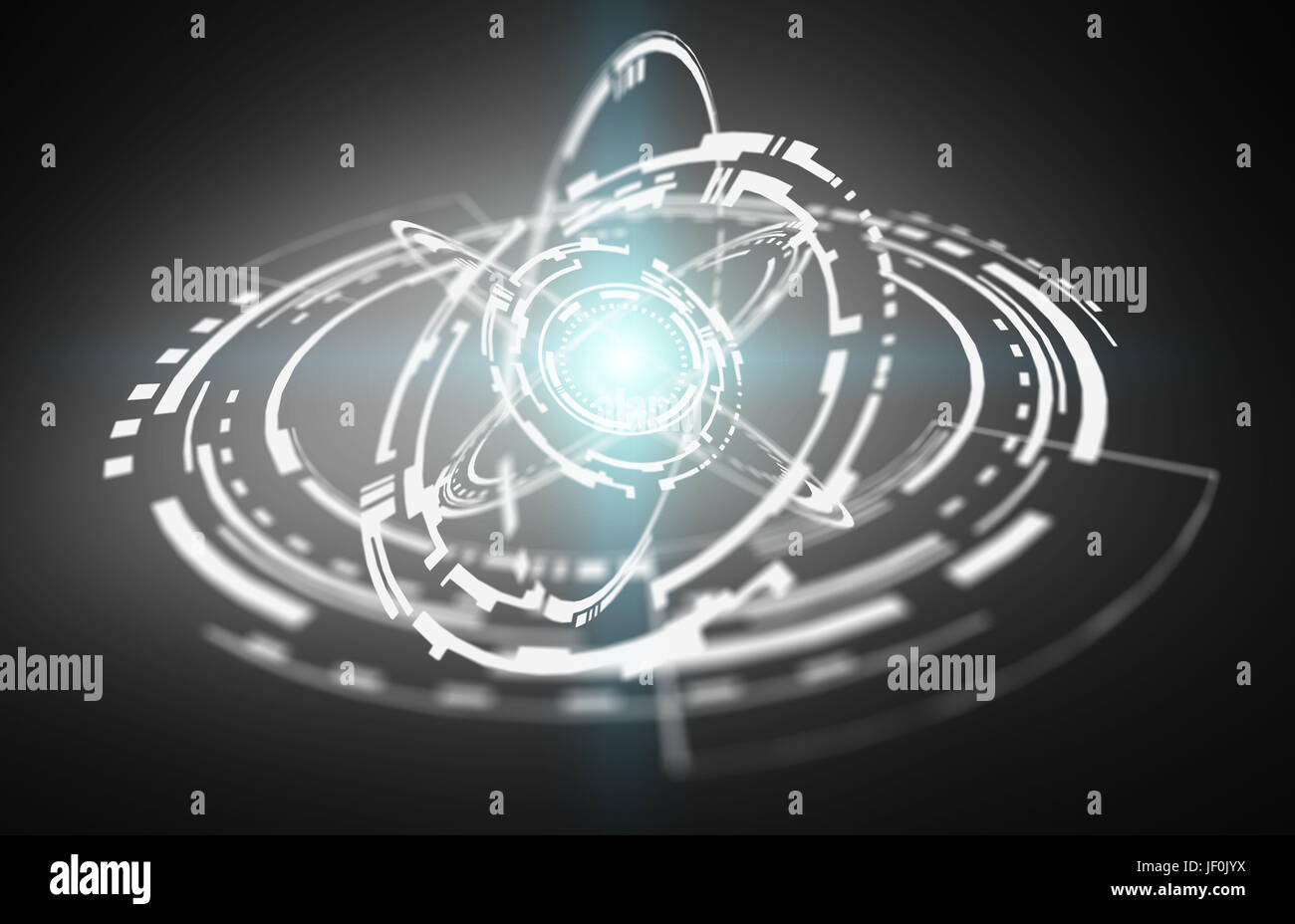 Flying network connection interface 3D rendering on grey background ...