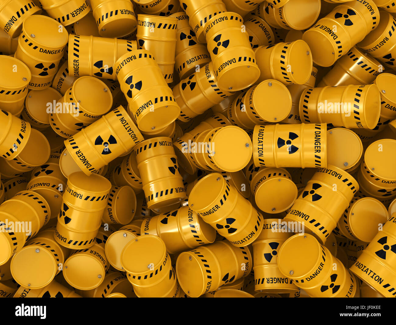 Yellow radioactive barrels Stock Photo - Alamy
