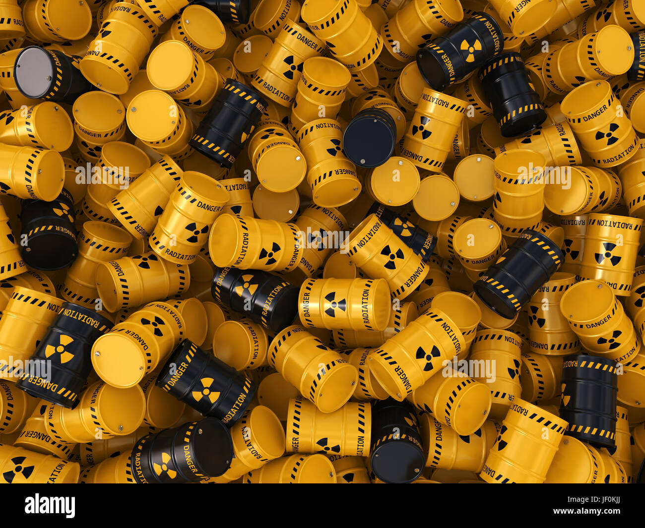 Yellow and black radioactive barrels Stock Photo - Alamy