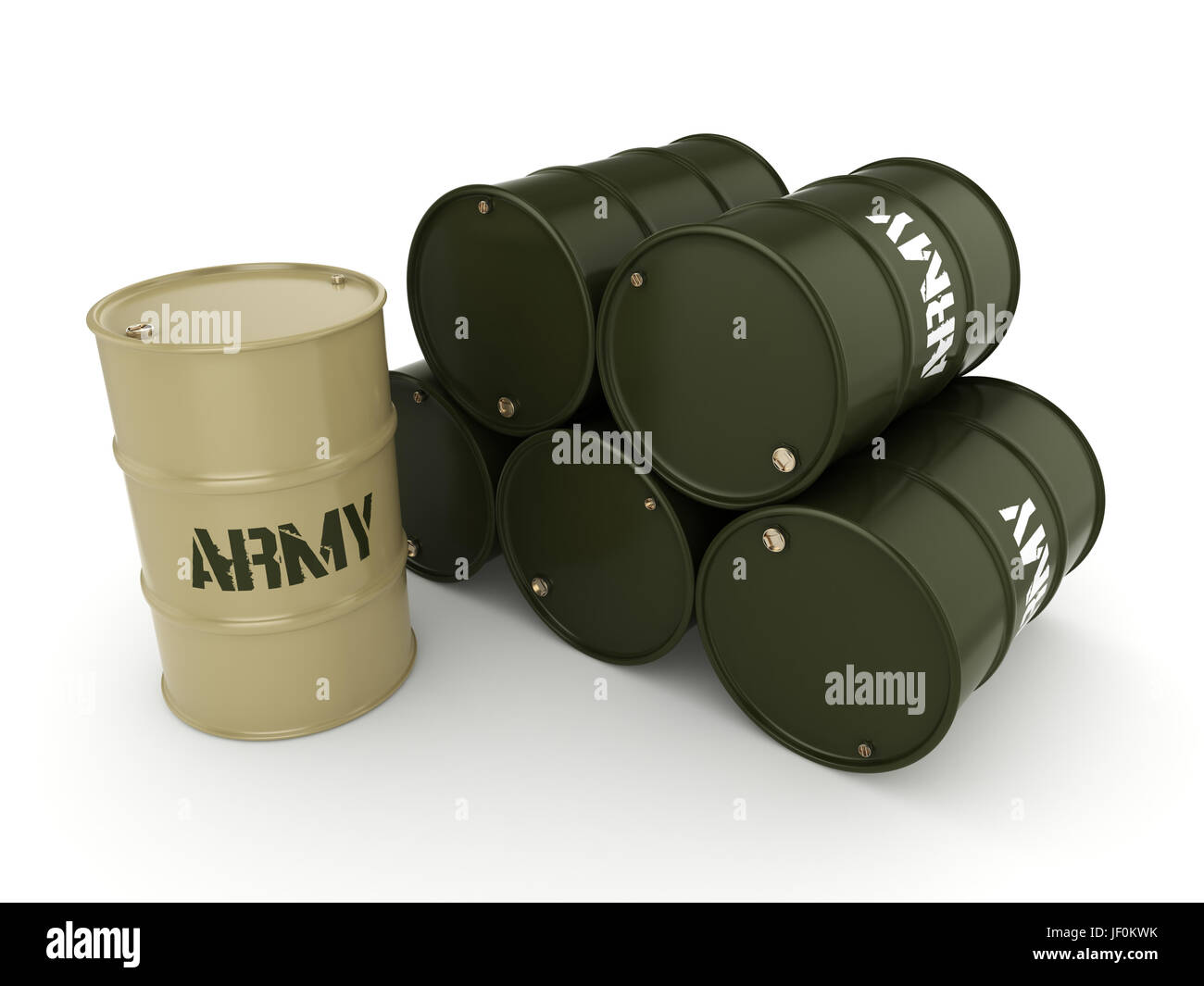 3D rendering army barrels Stock Photo - Alamy