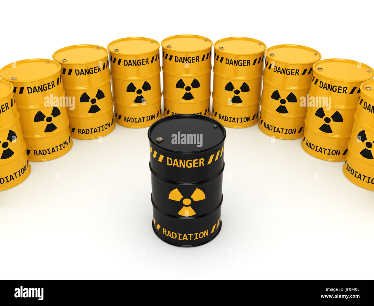Yellow and black radioactive barrels Stock Photo - Alamy
