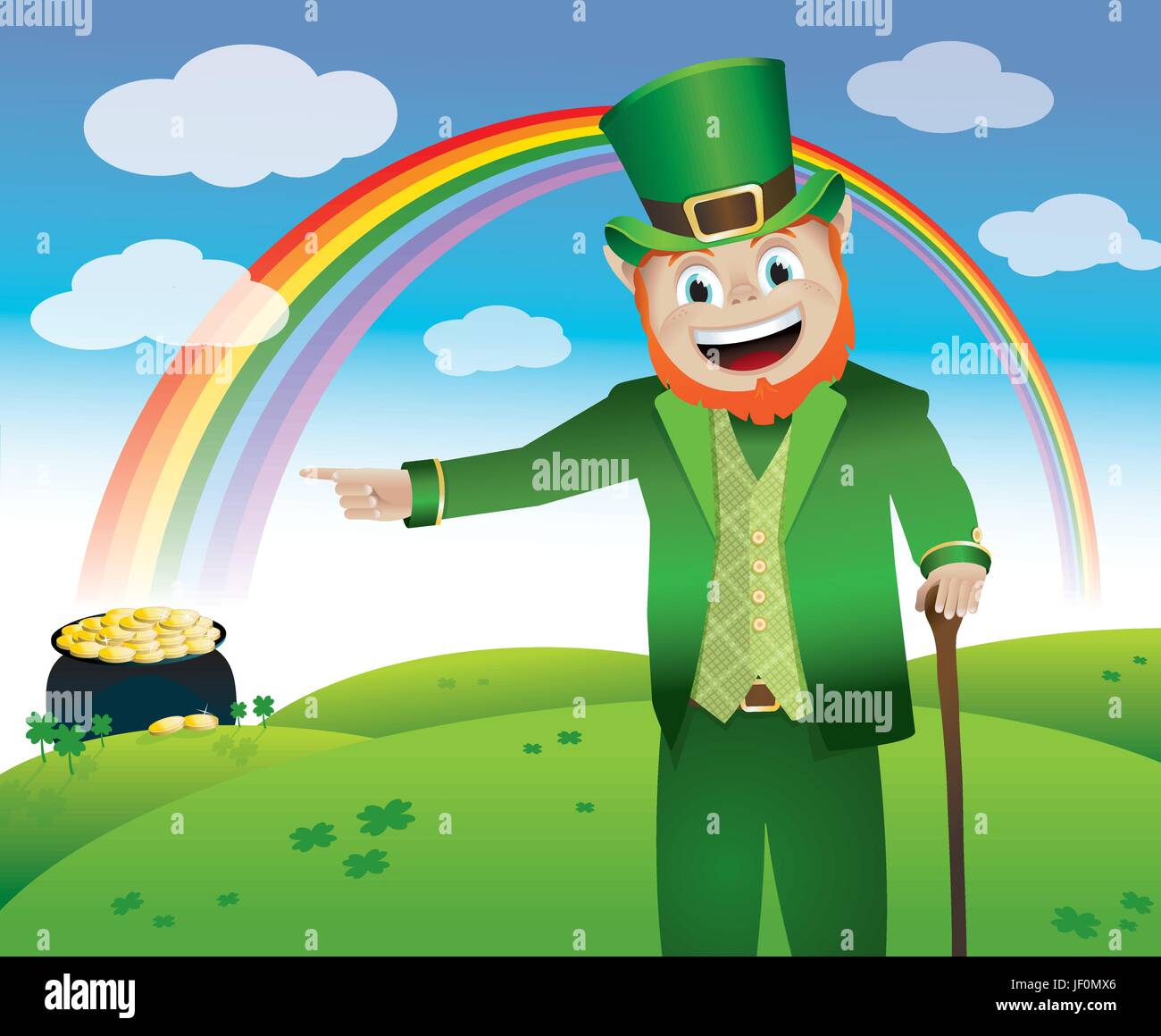 illustration, coins, rainbow, clover, ireland, pot, irish, treasure ...