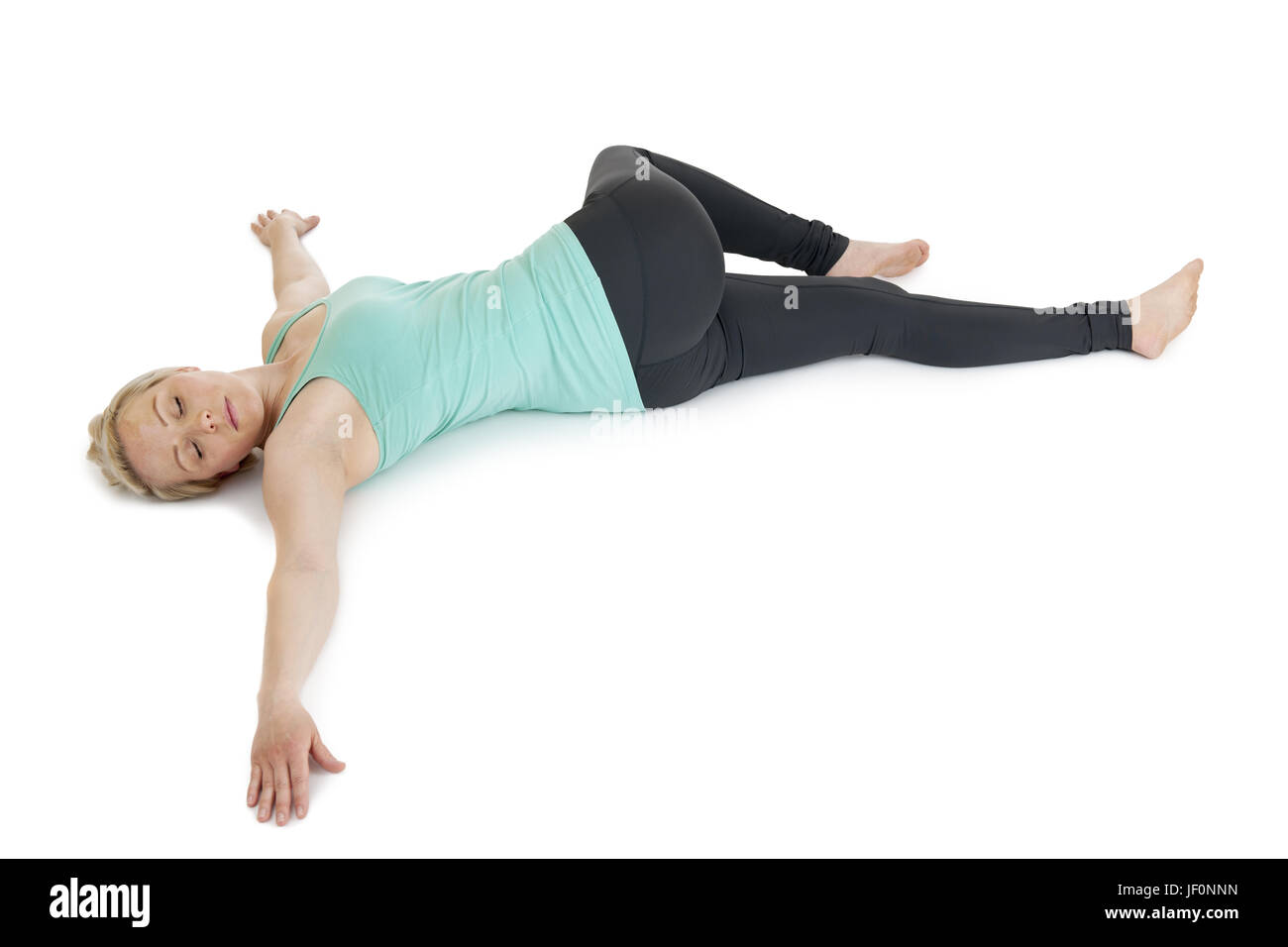 Yoga woman breathing meditation Cut Out Stock Images & Pictures - Alamy