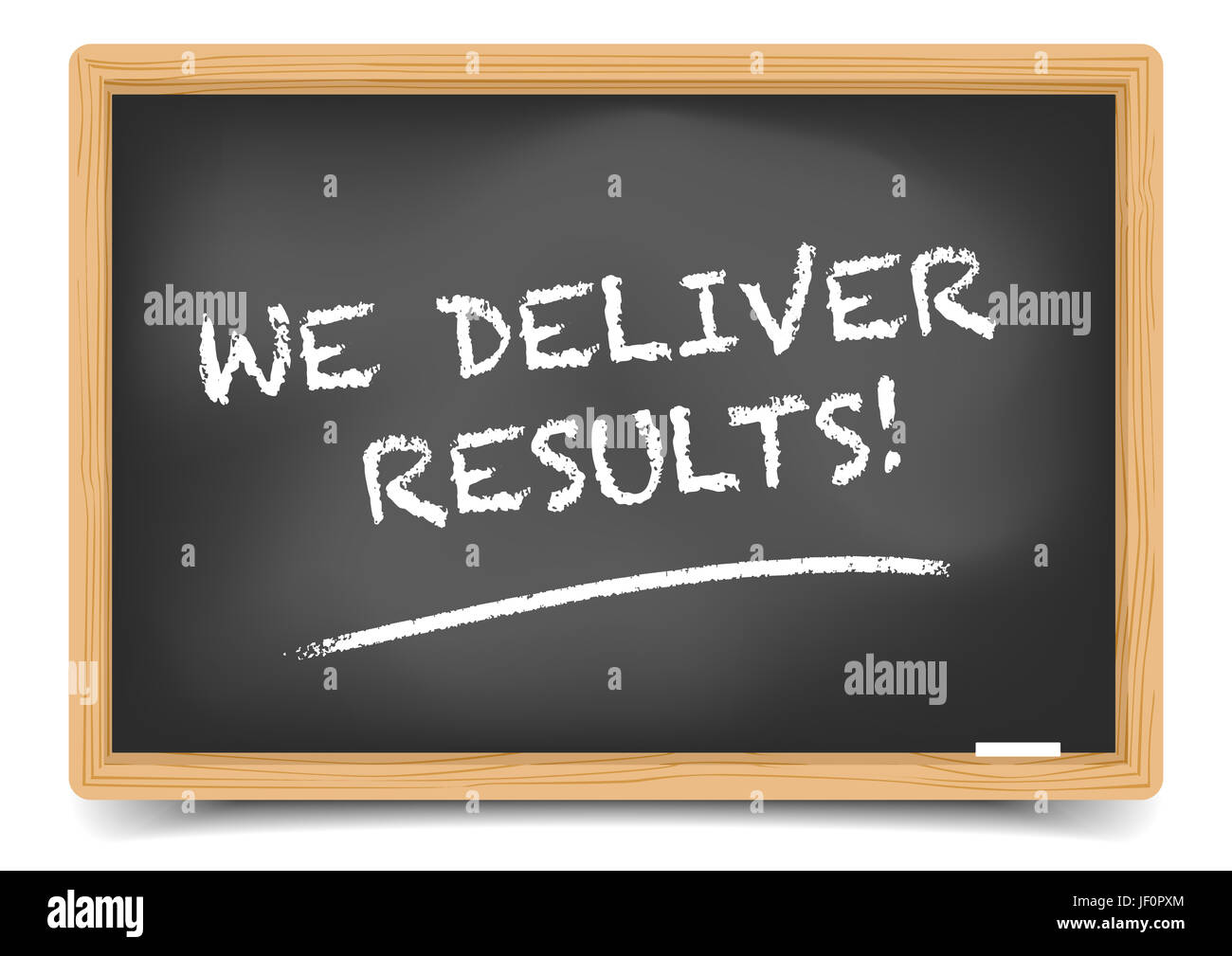 Blackboard We Deliver Results Stock Photo - Alamy