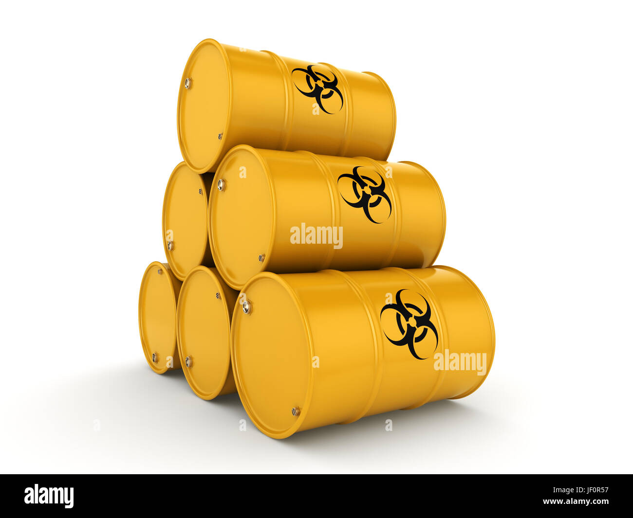 3D rendering biohazard barrels Stock Photo - Alamy