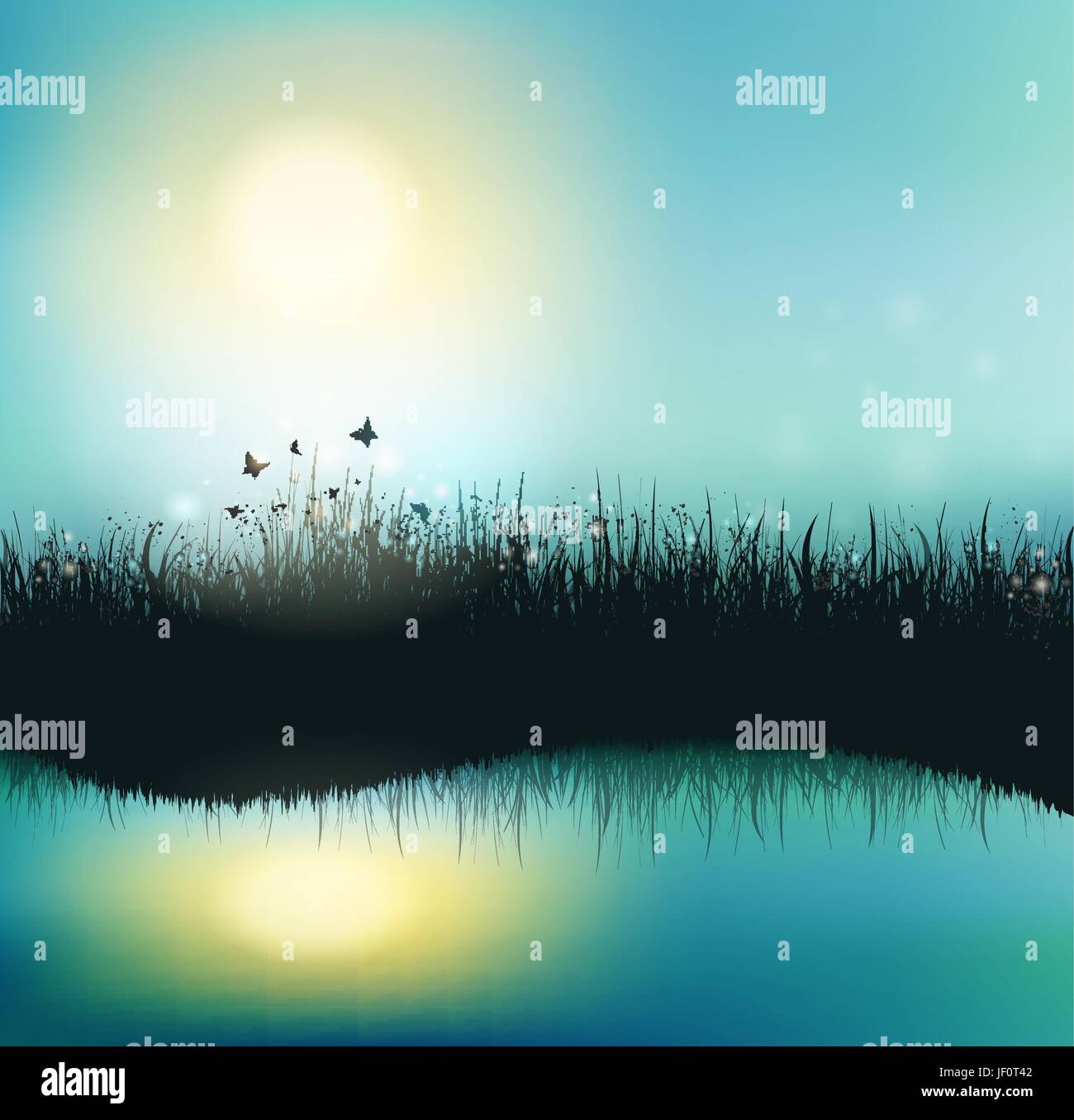 Evening river insects Stock Vector Images - Alamy