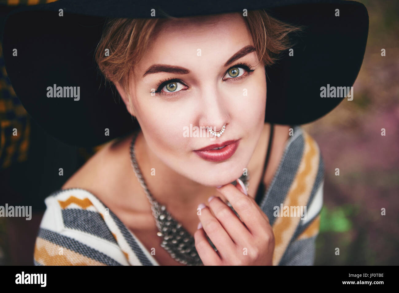 Portrait of beautiful boho woman Stock Photo - Alamy