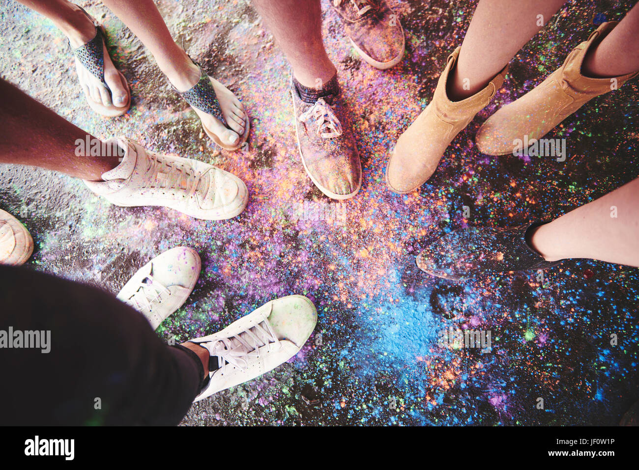 Circle of friends at the festival Stock Photo - Alamy